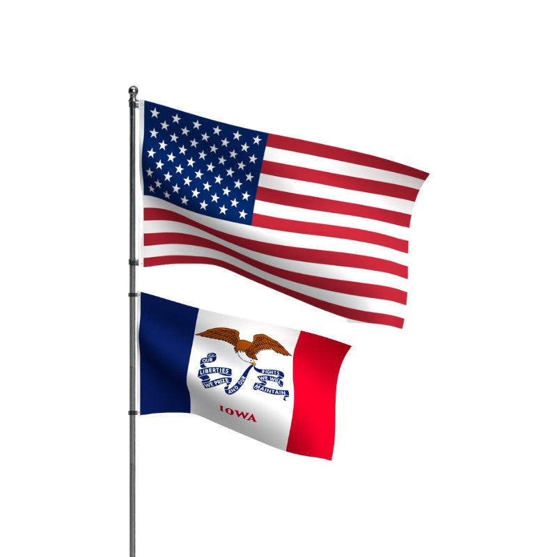 U.S. + Iowa Flag Nylon Bundle – Made in USA | Tidmore Flags