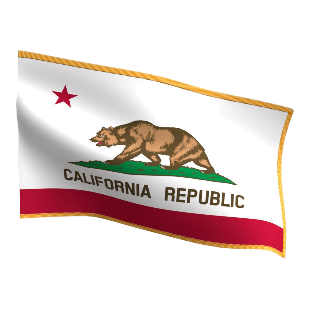 California Indoor Flag with Gold Fringe – Made in USA – Tidmore Flags