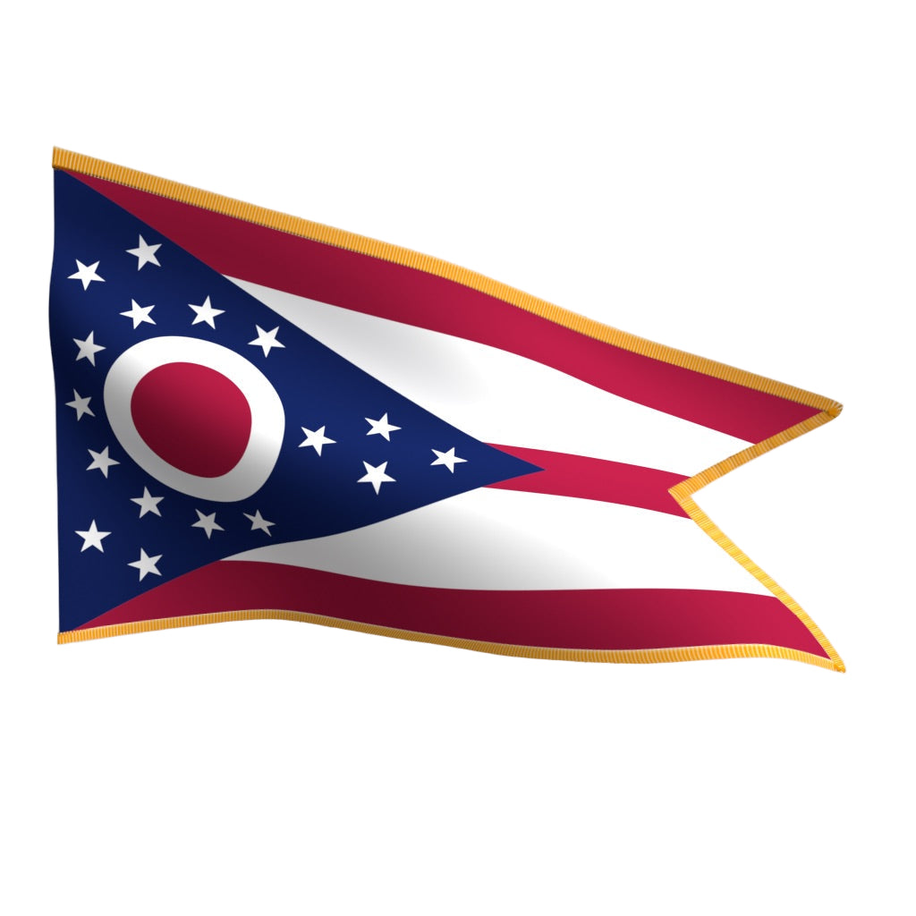 Ohio Indoor Flag with Pole Hem & Gold Fringe – Tidmore Flags