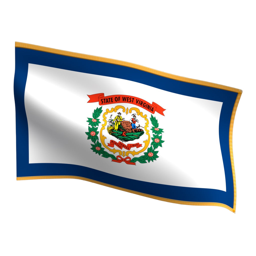 West Virginia Indoor Flag with Gold Fringe – Made in USA – Tidmore Flags