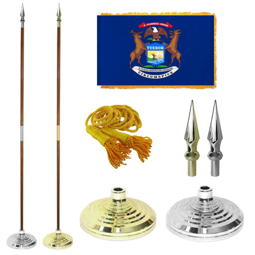 Michigan State Flag Presentation Set – Made in USA – Tidmore Flags