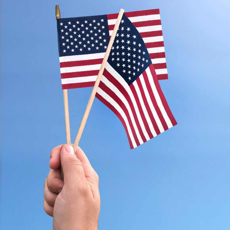 US Stick Flags – Hand-Held American Flags – Traditional Indoor Cotton ...