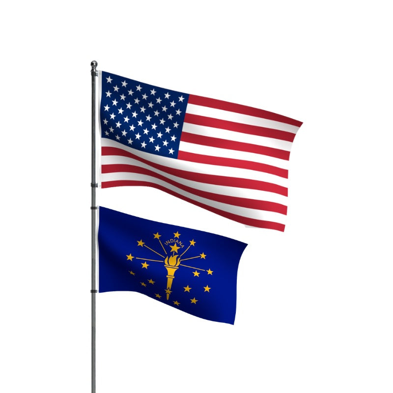 U.S. + Indiana Flag Nylon Bundle – Made in USA | Tidmore Flags
