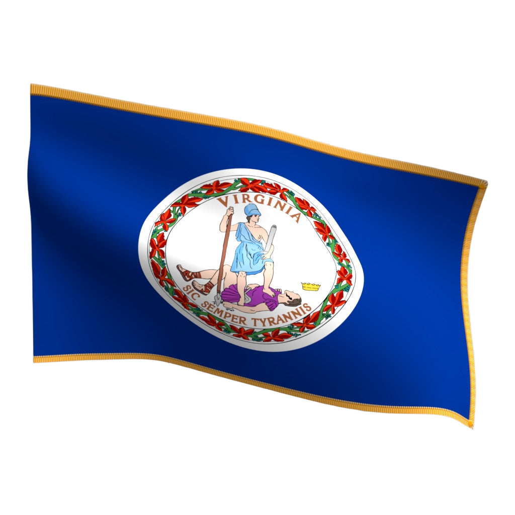 Virginia Indoor Flag with Pole Hem & Gold Fringe – Tidmore Flags